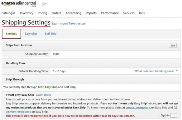 Creating Self-Ship Shipping Template For Amazon India? - BizTips